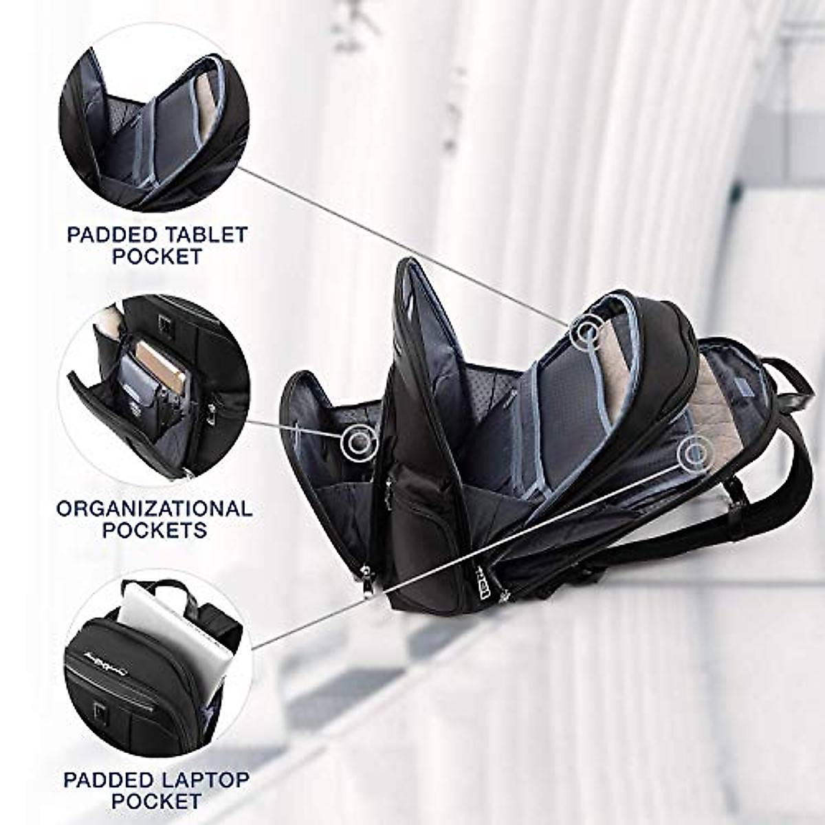 Travelpro Platinum Elite Business Laptop Backpack, Fits up to 17.5 Inch Laptop, Work, Travel, Men and Women, Shadow Black