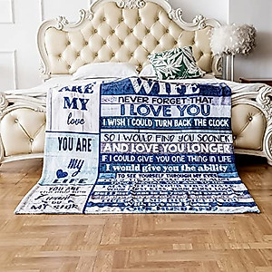 Personalized Throw Blanket to My Wife from Husband, Ultra-Soft Micro Fleece, Christmas Birthday Valentine's Day Gifts for Wife (to My Wife, 60"X50")