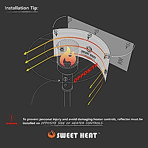 SWEET HEAT MAX - Heat Focusing Reflector for Round Natural Gas and Propane Patio Heaters - 15" Height For Extra Heat Reflecting Power