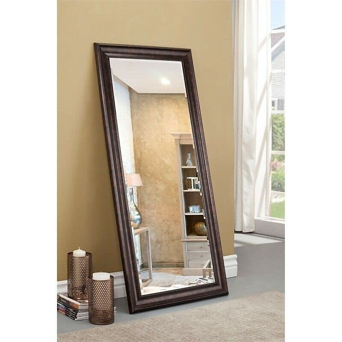 OBIOZZ Bedroom Floor Standing Mirror Home Oil Rubbed Bronze Full Length Leaner Mirror, Designed for Durability, Modern Design Full-Length Mirror