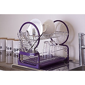 Premier Housewares 2-Tier Dish Drainer - Purple