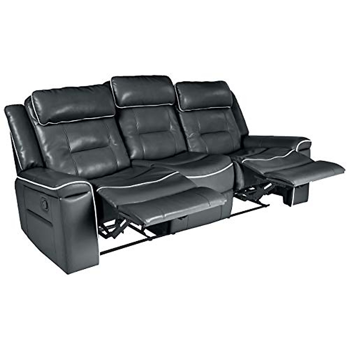 Homelegance Darwan 88" Leather Gel Double Reclining Sofa, Dark Gray