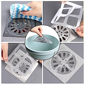 Patty Both 20 Pack 4" X 4" Disposable Shower Drain Cover Hair Catcher,Square Shower Drain Mesh Sticker, Bathroom, Laundry, Bathtub, Kitchen, Sink, for Human & Pet White