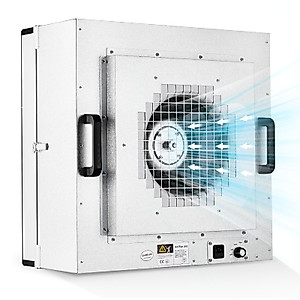 Updated Fan Filter Unit HEPA-Filter Laminar Flow Hood 22.6x22.6 Inch for Class 100 / ISO 5 Cleanliness Clean Room/Mycology Work/Mushroom with Safety Lock (110V)