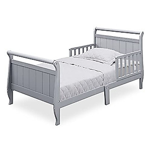Delta Children Wood Sleigh Toddler Bed, Grey, Crib