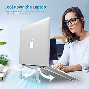 Laptop Stand for Desk，Stable MacBook Pro Stand，Ergonomic Aluminum Computer Riser for 12 13 15 16.2 inch ，Computer Cooling Stand for Mac MacBook Pro Air,HP, Dell, More PC Notebook (Silver)