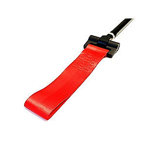 iJDMTOY Track Racing Style Red Tow Strap Compatible With BMW 1 3 5 Series X5 X6 & MINI Cooper (E36 E39 E46 E82 E90 E91 E92 E93 E70 E71 R50 R51 R52 R53 R55 R56 R57 R58 R59), Tow Hole Mount Nylon Loop