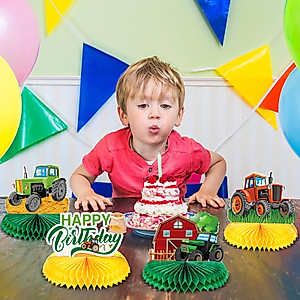 Zonon 6 Pieces Tractor Party Decorations Tractor Honeycomb Table Centerpiece Tractor Birthday Party Supplies Table Toppers for Baby Shower Party Supplies Farmhouse Truck Decor, 6 Designs