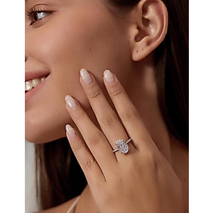 Michooyel Oval Cut 4ct Engagement Ring Sterling Silver Cubic Zirconia Rhodium Plated Solitaire Women‘s Ring Wedding Ring Promise Ring Wedding Band