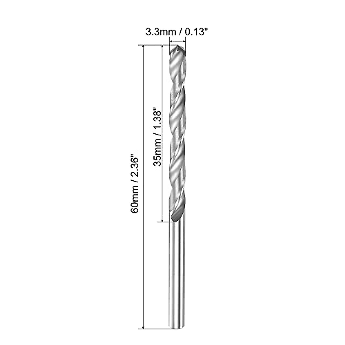 uxcell Carbide Twist Drill Bits 3.3mm, Metric Spiral Flutes Straight Shank Tungsten Steel Drilling Tool for Stainless Steel Alloy Metal