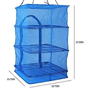 Fish Mesh Hanging Drying Net Food Dehydrator - Durable Folding 4 Layers Fish Vegetable Dishes Dryer Net Drying Rack (40 * 40 * 65cm)