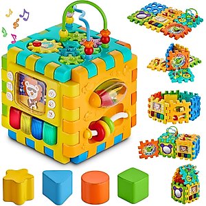 BABYSEATER Baby Activity Cube – 6-in-1 Multi-Assembly Activity Square for Babies 10m+ – BPA-Free Play Cube for Infants & Toddlers Teaches Cognitive & Motor Skills with Music, Shapes, Gears & More