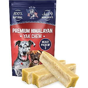 Devil Dog Pet Co. Himalayan Yak Chews, Yak Cheese Dog Chews, 100% Natural & Healthy, Lactose Free, Long Lasting, Yak Chew Treats – Premium Yak Milk Dog Chew, Yak Bones for Dogs | Beast - 3 Pack