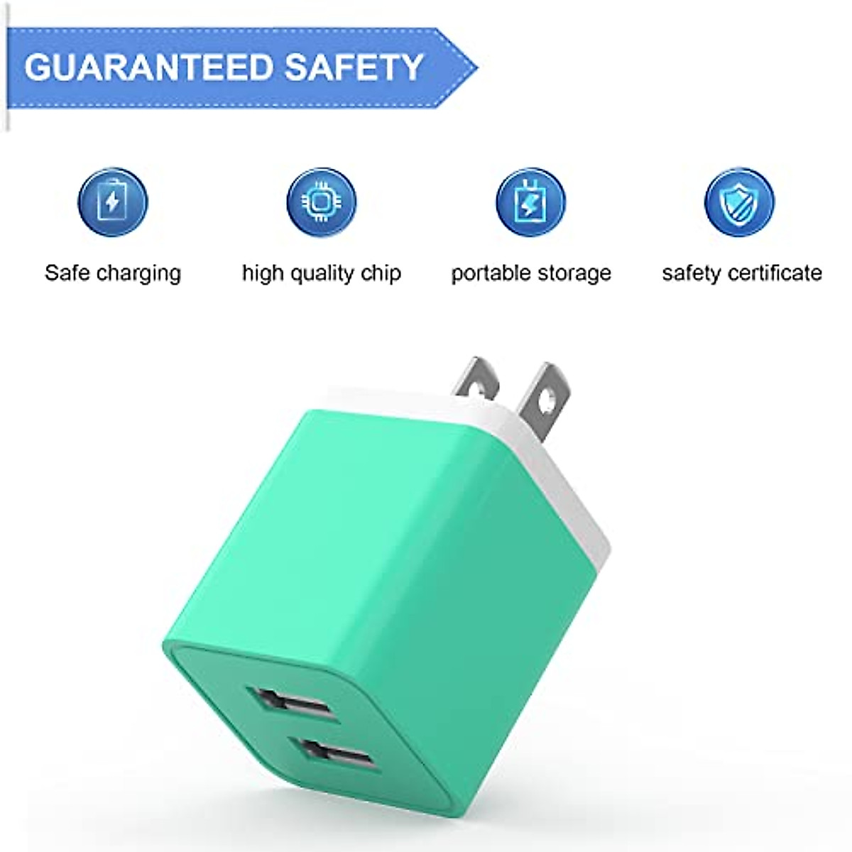 6Pack USB Wall Charger, iGENJUN 2.4A Dual USB Port Cube Power Plug Adapter Fast Phone Charger Block Charging Box Brick for iPhone 14/14 Pro/14 Pro Max/13, Samsung Galaxy, Pixel, LG, Android-Colorful