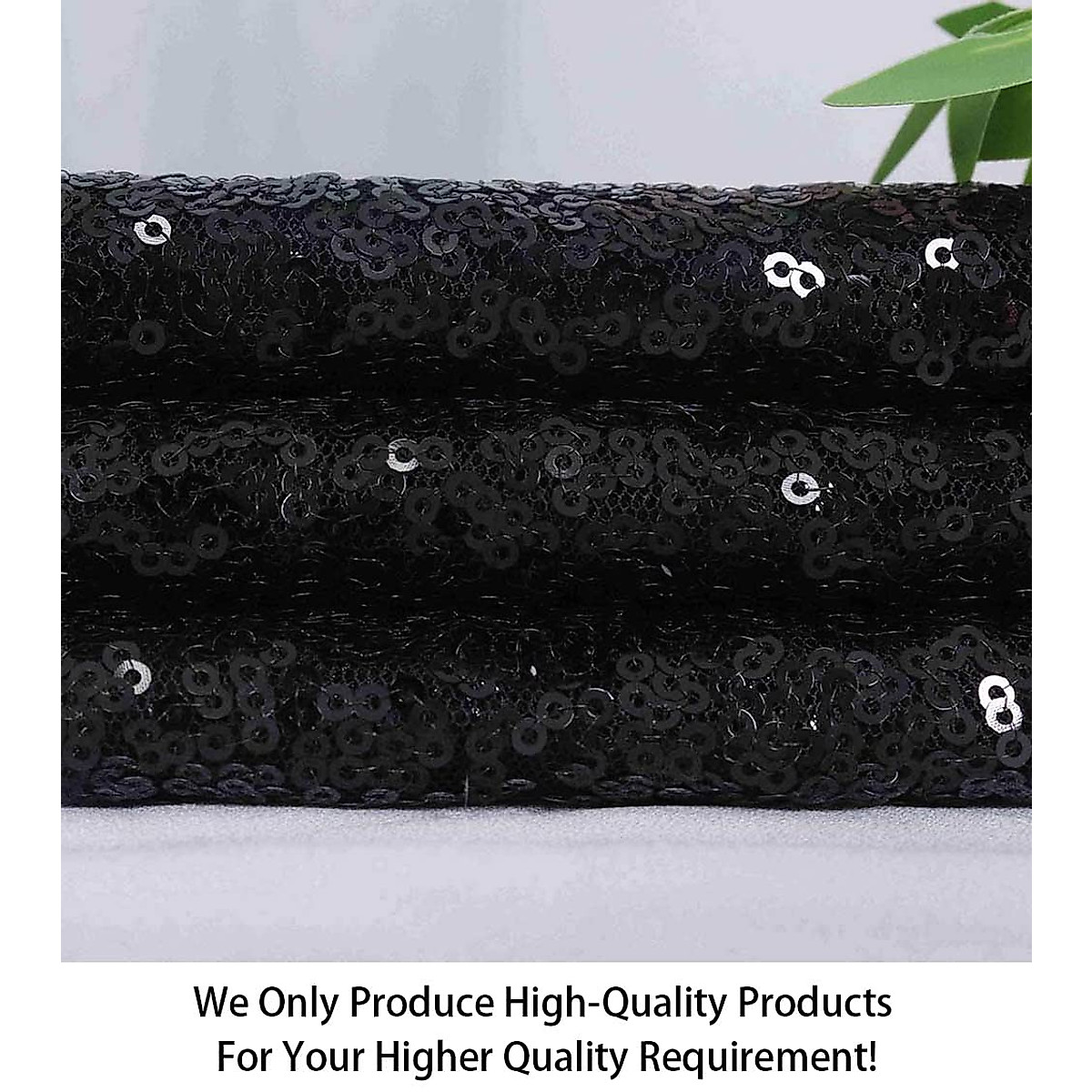 ShiDianYi 3 Feet 1 Yards-Sequin Fabric, by The Yard, Sequin Fabric, Tablecloth, Linen, for Xmas Decor (1 Yards 1PC Black)