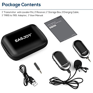 Wireless Lavalier Microphone for iPhone/Android/DSLR Camera,Audio-receivers and video-receivers,Clip on Mic Lapel Microphone System, mic for video, Voice Recording, Youtube, Interview, Live Stream