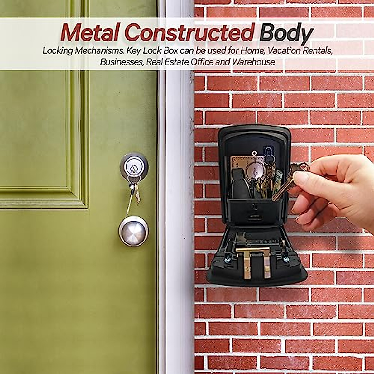 Iron Lock® - XXL Key Lock Box Wall Mount for Keys 4 Digit Combination with Resettable Code with A B Switch Extra Large lockbox Indoor Outdoor Waterproof Big Key Lock Box House Spare Keys Hide a Key