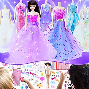 Mefine Fashion Designer Kits for Girls - DIY Doll Clothes Sewing Kit for Kids with Fashion Design Sketchbook Creativity DIY Arts & Crafts Kit Learning Toys Teen Girls Kids Birthday Gift Ages 8-10
