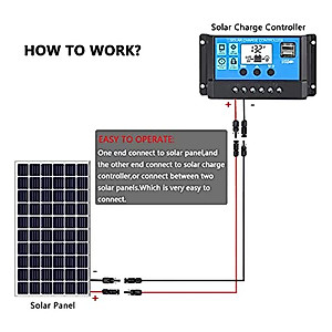Solar Extension Cable Aimyzii 1 Pair(10Ft Red + 10Ft Black) 10AWG(6mm²) Solar Panel Cable MC4 Extension Cable with Female and Male Connectors