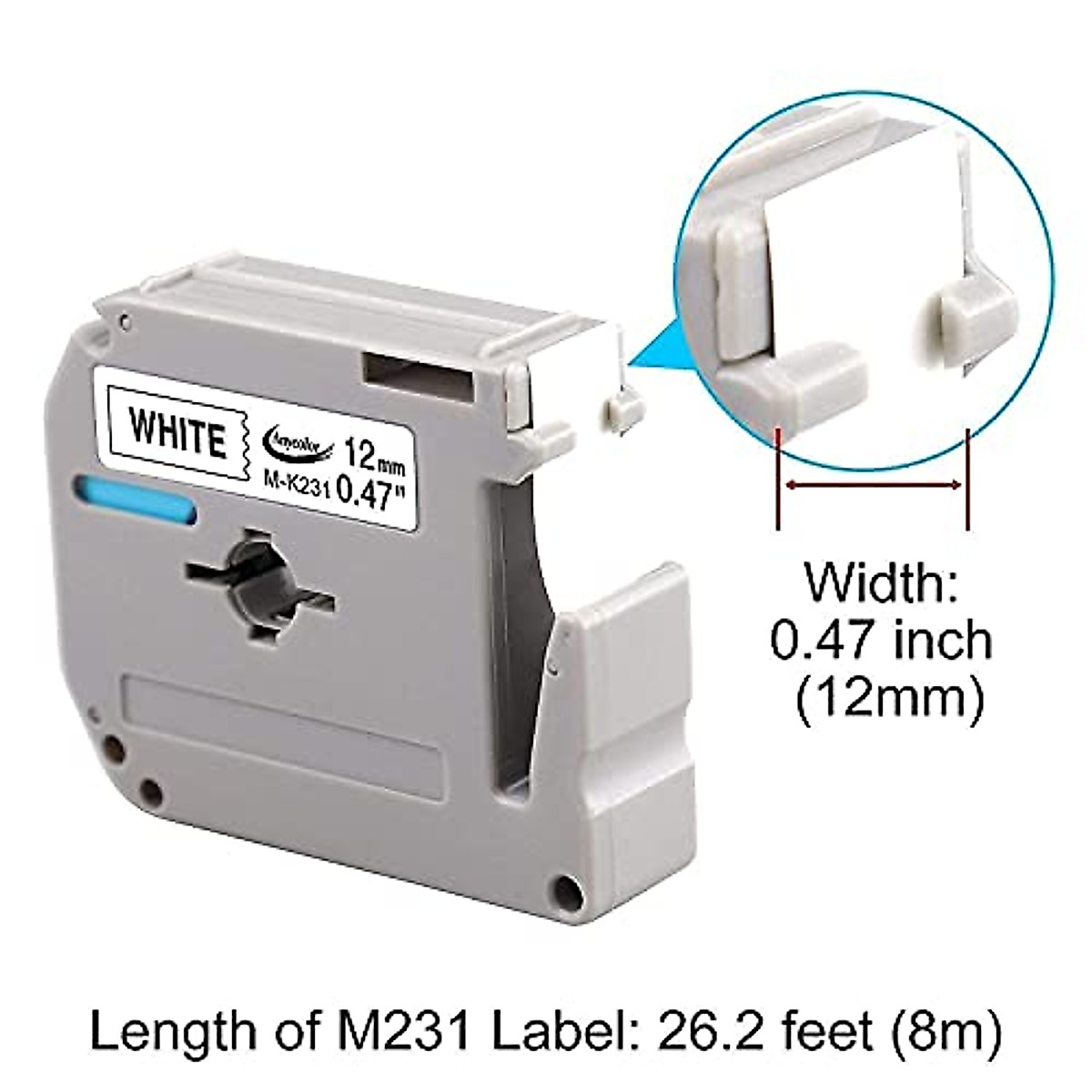 5 White+4 Clear Compatible Brother P-Touch M Tape 12mm 0.47 Inch M131 M231 Label Tape for Brother P-Touch PT-M95 PT-90 PT70 PT-65 PT85 Label Maker, Black on White/Clear, 26.2 Feet,5+4 Pack