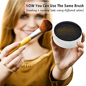 2 Pack Makeup Brush Cleaner Sponges - Switch Eyeshadow Colors Immediately & Dry Clean Makeup Brushes, Portable Cleaning Case for Home and Travel (2Pcs Black acticarbon scrubbing sponge)