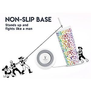 Meoky 40 oz Tumbler with Handle and Straw, 24 oz Insulated Tumbler with Lid and Straw, Stainless Steel Vacuum Insulated Tumbler, Keeps Cold, 100% Leak Proof, Fits in Car Cup Holder (Kiss)