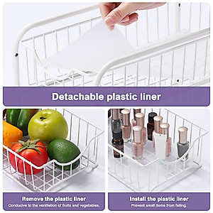 YBING Stackable Under Sink Cabinet Organizer 2 Tier Sliding Basket Organizer Drawer Bathroom Under Cabinet Basket Organizer for Kitchen Pantry White 2 Pack