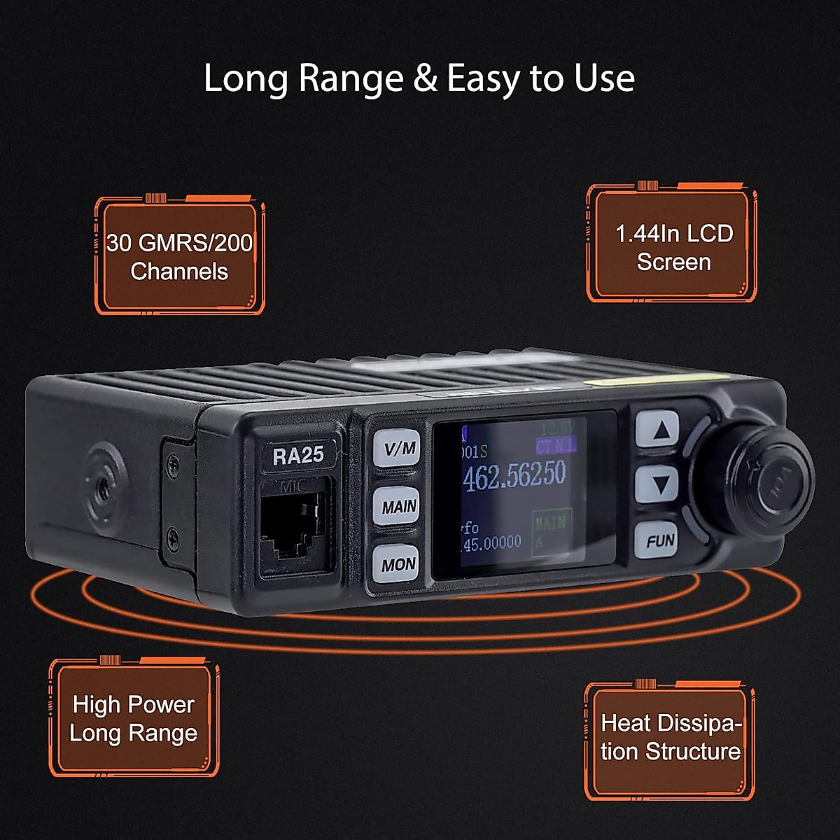 Retevis GMRS Radio Communication Solutions,RA25 Mobile Transceiver Radio(1 Pack) with GMRS Handheld Two Way Radio(2 Pack),Easy to Use Long Range Communication Kit