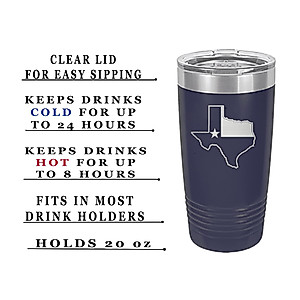 Rogue River Tactical Funny Texas Flag 20 Oz. Stainless Steel Travel Tumbler Mug Cup w/Lid Vacuum Insulated Hot or Cold (Blue)