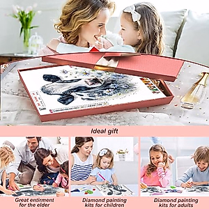 Stalente Diamond Painting Kits for Adults, Daisy 5D DIY Diamond Art Kits for Beginners Round Full Drill Diamond Painting for Home Wall Decoration Gift 12×12inch, Cow