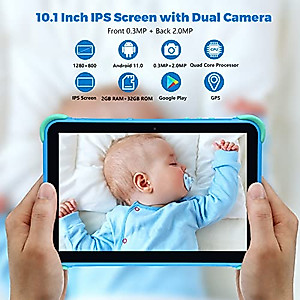 moonka 10.1 Inch Kids Tablet Android 11 Tablet for Kids 2GB+32GB Toddler Tablet APP Preinstalled & Parent Control IWWA Kids Education Tablet with WiFi, Dual Camera, Bluetooth, Kid-Proof Case