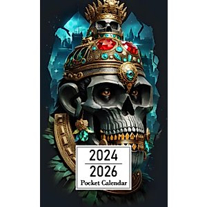 Pocket Calendar 2024-2026: Two-Year Monthly Planner for Purse , 36 Months from January 2024 to December 2026 | King Kong | Mexican skull style