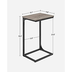 VASAGLE C-Shaped End Table, Side Table for Sofa, Couch Table with Metal Frame, Small TV Tray Table for Living Room, Bedroom, Greige and Black
