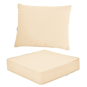 Giantex Patio Cushion Set, Deep Seat and Back Cushion, Outdoor Chair Pads with Ties, Cushion Replacement for Patio Furniture, Waterproof and High Resilient, 6 Inch Thick Indoor Floor Cushion