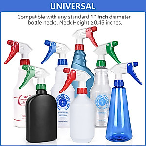 6 Pack Universal Spray Bottle Replacement Nozzle, Mist & Stream Trigger Sprayer for 16oz 24oz 32oz Bottles, Heavy Duty Mister Head Part w/ 10.2 Inch Tube for Cleaning Solutions, Car Detailing
