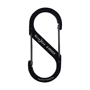 Nite Ize S-Biner Stainless Steel Dual Carabiner - Multi Purpose Dual Carabiner Clip - Great for Camping Supplies & Hiking Essentials - Secure Key Holder - Size 4, Black/Stainless Steel (3 Pack)