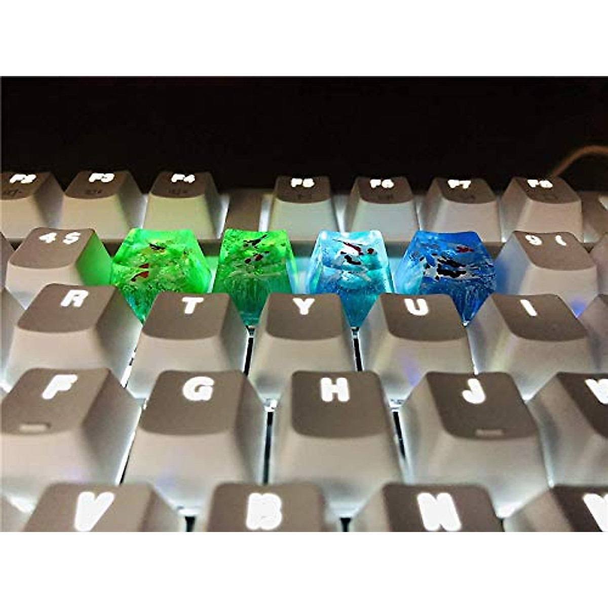 Resin Keycaps, Handmade Resin Keycap Koi Fish Backlit Resin Spacebar Keycap for Cherry MX RGB Switch Gaming Mechanical Keyboards DIY Replace