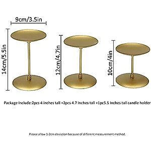 Golden Cylindrical Candle Holder Set (6 Piece Set) Metal Candle Holder Holder, Used for Table Decoration, Home Decoration, Wedding