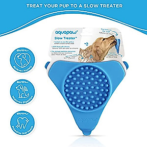 Aquapaw Premium Licking Mat for Dogs & Cats | Non-Slip Slow Feeding Mat for Food, Treats & Peanut Butter | Dog Anxiety Relief & Boredom Reducer with Suction Cups | Perfect for Bathing, Grooming - Blue