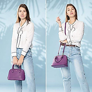 Small Crossbody Bags for Women Classic Double Zip Top Handle Dome Satchel Bag Shoulder Purse Purple