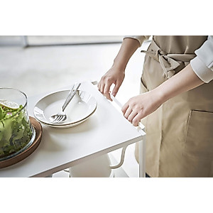 YAMAZAKI Home 3-Tier Storage Utility Kitchen/Bathroom | Steel | Rolling Carts, One Size, White