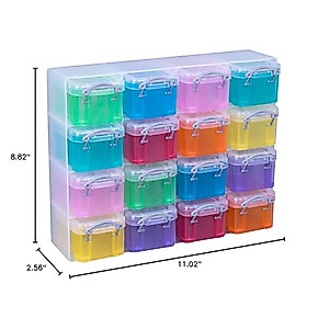 Really Useful Organiser, 16 x 0.14 Litre Storage Boxes in a Clear Plastic Organiser and Assorted Coloured Boxes