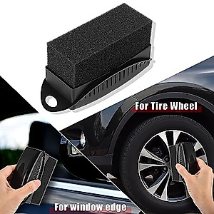 X AUTOHAUX 2X Tire Tyre Wheel Rim Trim Contour Detailing Dressing Shine Applicator Pad Sponge Foam Brush for Car Truck Tires Waxing Polishing Cleaning Wipe Washing Without Lid & Handle Black