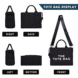 CASTNICH The Tote Bag for Women, Canvas Tote Bag Black with Zipper, Sturdy Wear-Resistant Handbag Women's Tote Bag, Tote Purse Crossbody Shoulder Bag, Tote Bag for Work, School, Travel