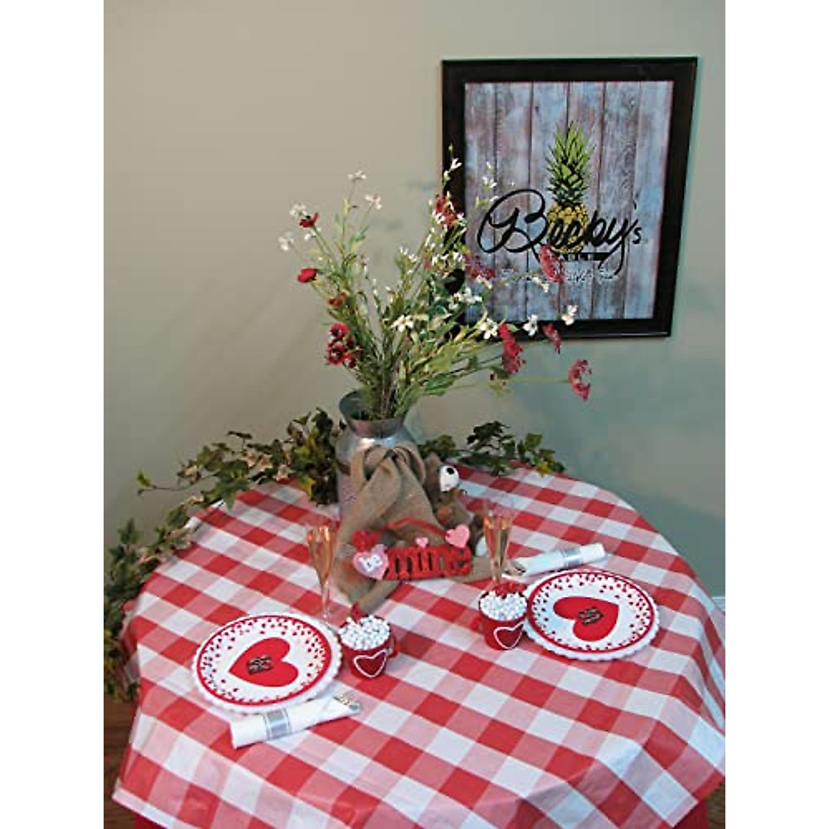 Havercamp Red and White Plaid Table Cover |2 Pack | 54" x 108" | Classic Plaid Collection | Great for Picnic, Barbecue, Cookout, Lumberjack Theme, Playground