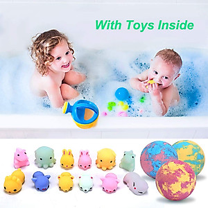 Bath Bombs for Kids with Toys Inside for Girls Boys - Lisotera 12Pcs Bulk Large Size Gift Set for Women Kids Safe Bubble Bath Fizzies Spa Fizz Balls Kit (Package May Vary)