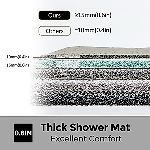 Rzoysia 0.6" Thick No Suction Cups Non Slip Shower Mat, 16"x27.5", Two Colors Design Anti-Dirty Bathtub PVC Loofah Massage Foot Mat for Bathroom, Quick Drying, Anti-Fatigue