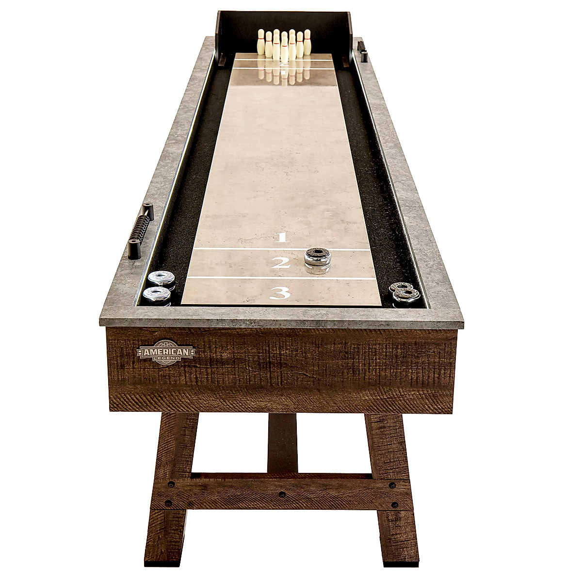 American Legend Stonebridge 9’ LED Light Up Shuffleboard Table with Bowling