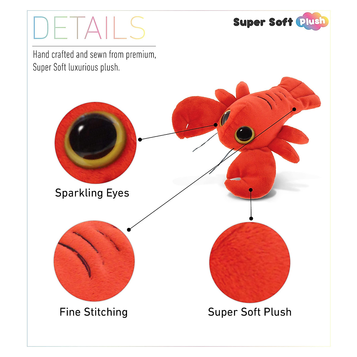 DolliBu Red Lobster Stuffed Animal - Super Soft Big Eyes Lobster Plush, Ocean Stuffed Animal Plush Toy for Boys and Girls, Perfect Red Stuffed Animal Lobster Gift for Kids, Teens, and Adults -6 Inches