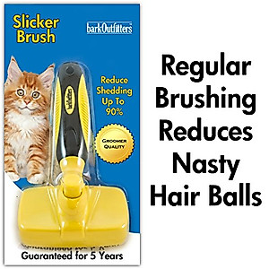 barkOutfitters Cat Slicker Brush, Quick Self-Cleaning Pro Quality Grooming Comb for Cats